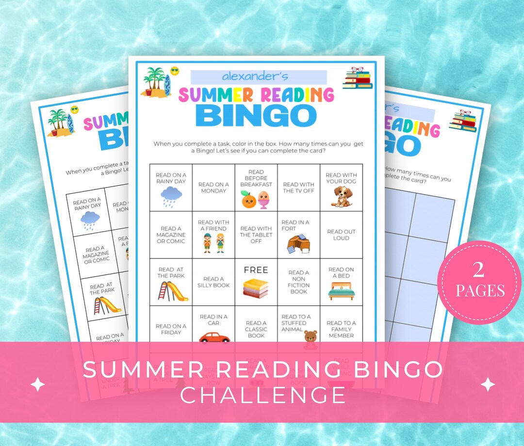 Reading Challenge for the Summer, Kids Reading Bingo, Summer Reading ...
