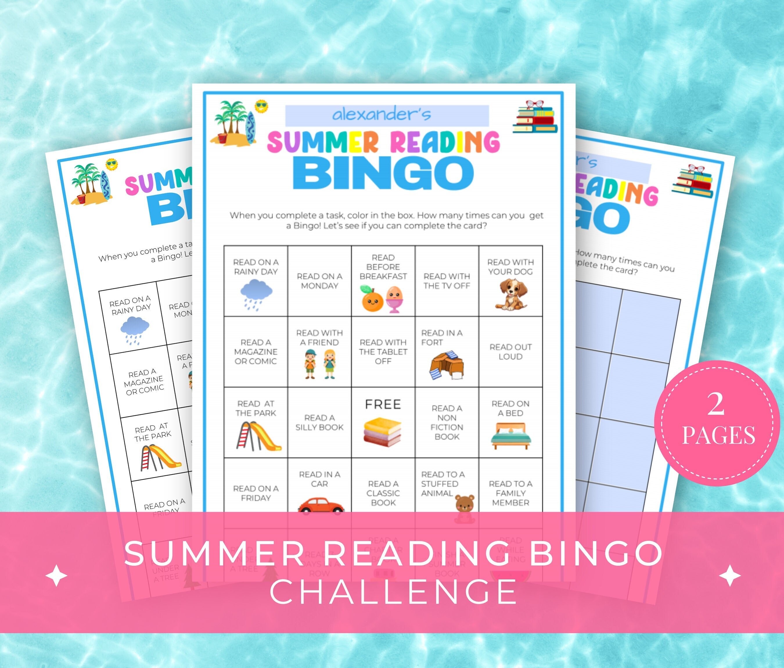 Reading Challenge for the Summer, Kids Reading Bingo, Summer Reading ...
