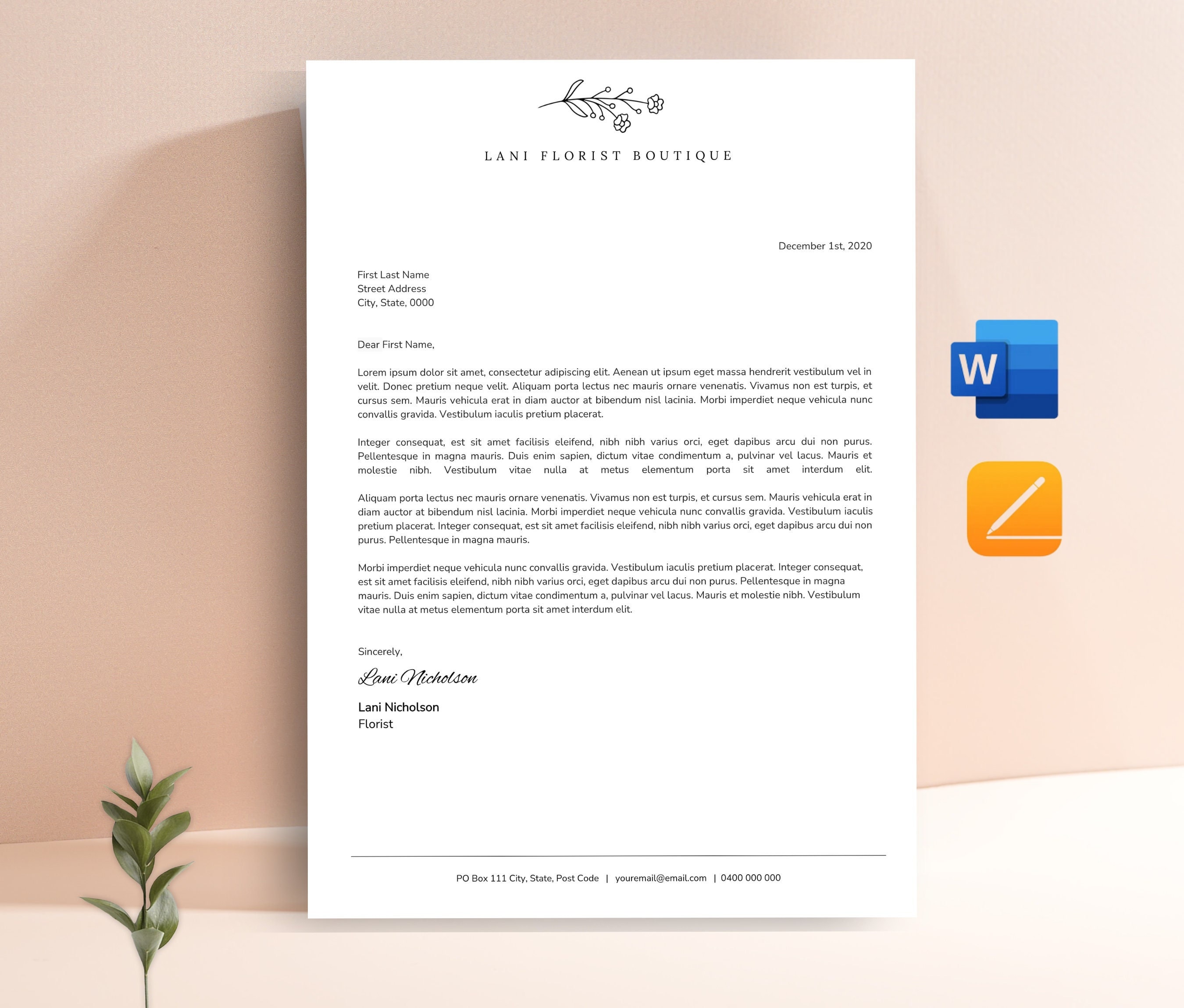 Letterhead Template Word Editable, Clean Letterhead, Business ...