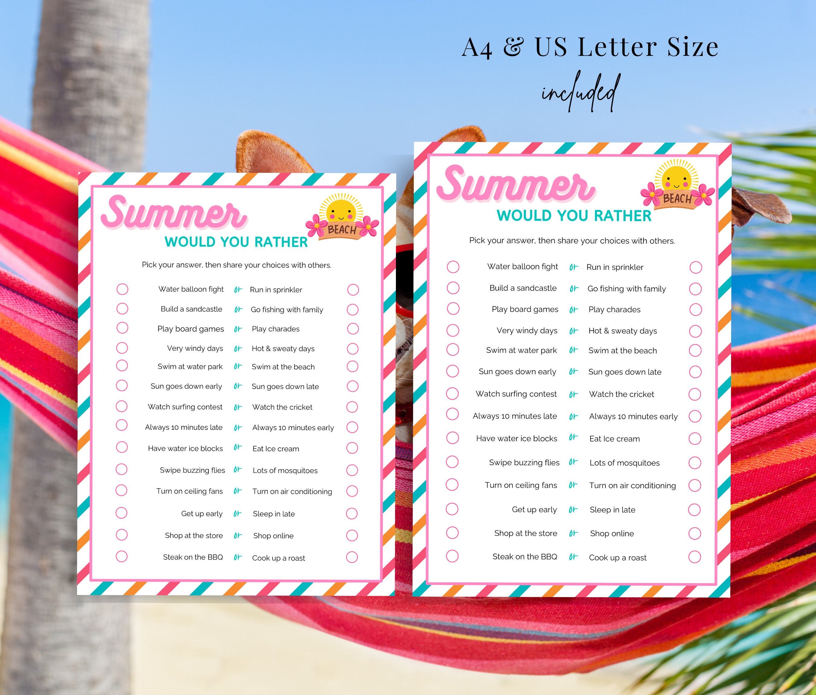 Summer Would You Rather, Summer Activity Printable, Would You Rather ...