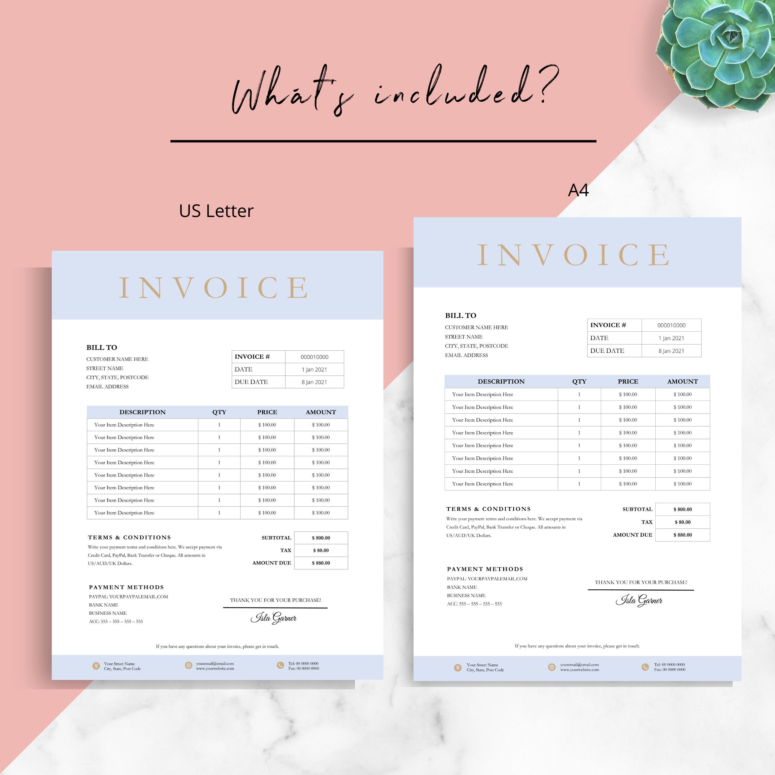 Embroidery Invoice Printable Invoice Template Word Freelance - Etsy