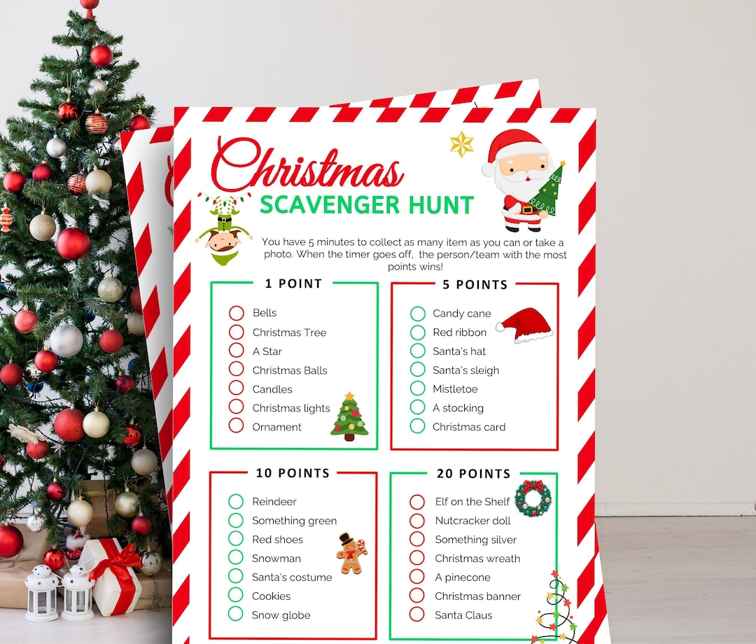 Christmas Scavenger Hunt Printable, Holiday Party Games Christmas Day ...
