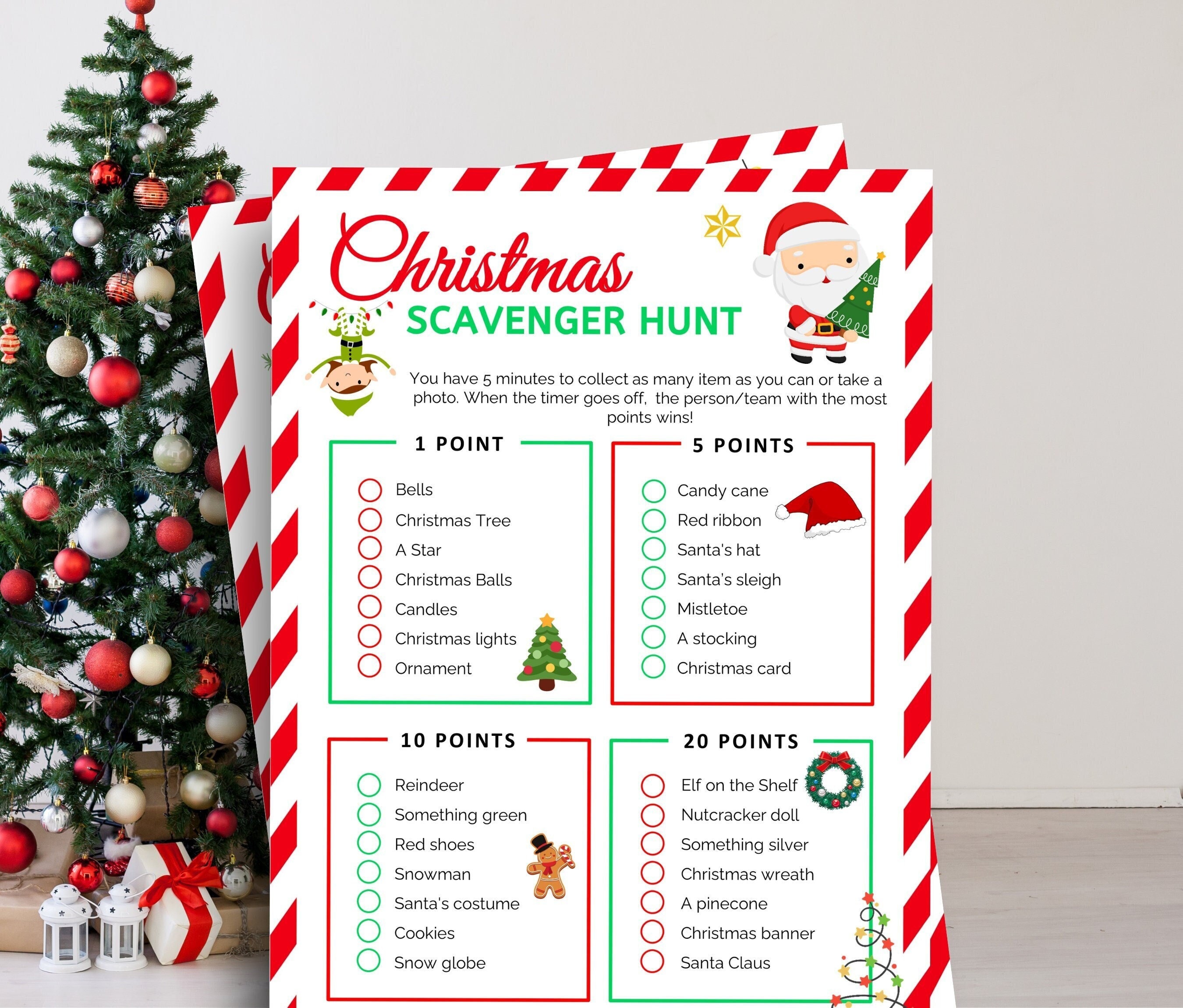 Christmas Scavenger Hunt Printable, Holiday Party Games Christmas Day ...