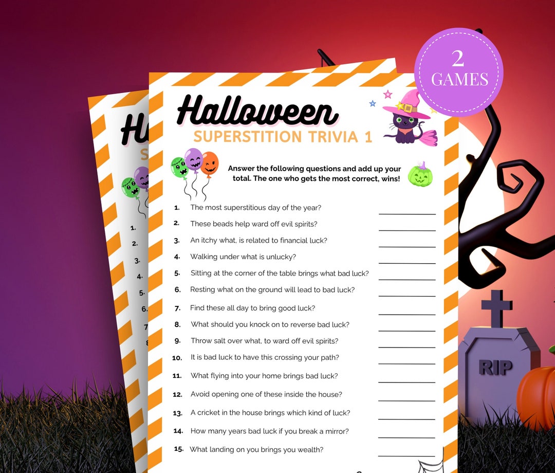 Halloween Superstition Trivia Game, Superstition Games, Halloween Party ...