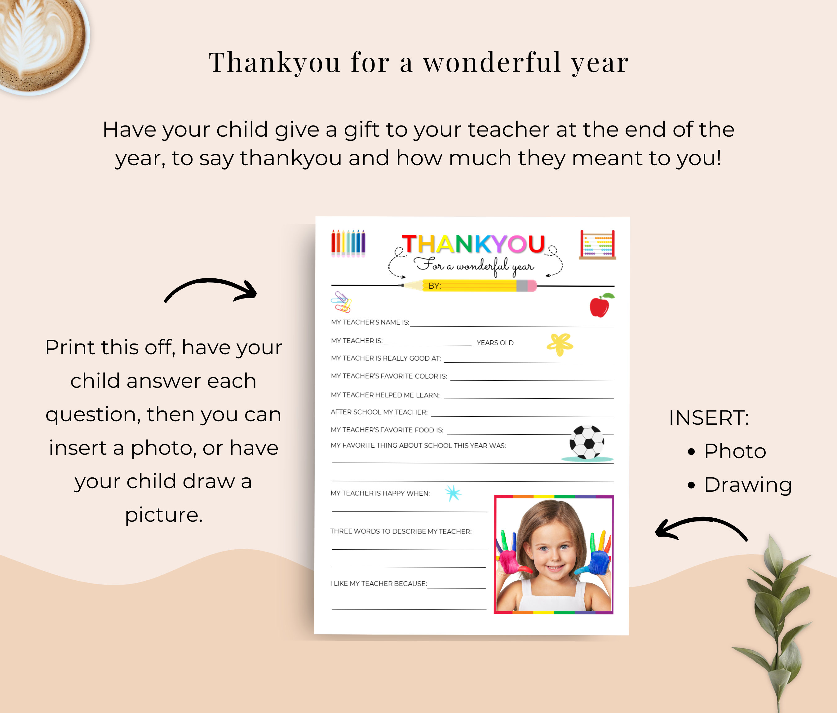 All About My Teacher Printable, Teacher Appreciation Week Template ...