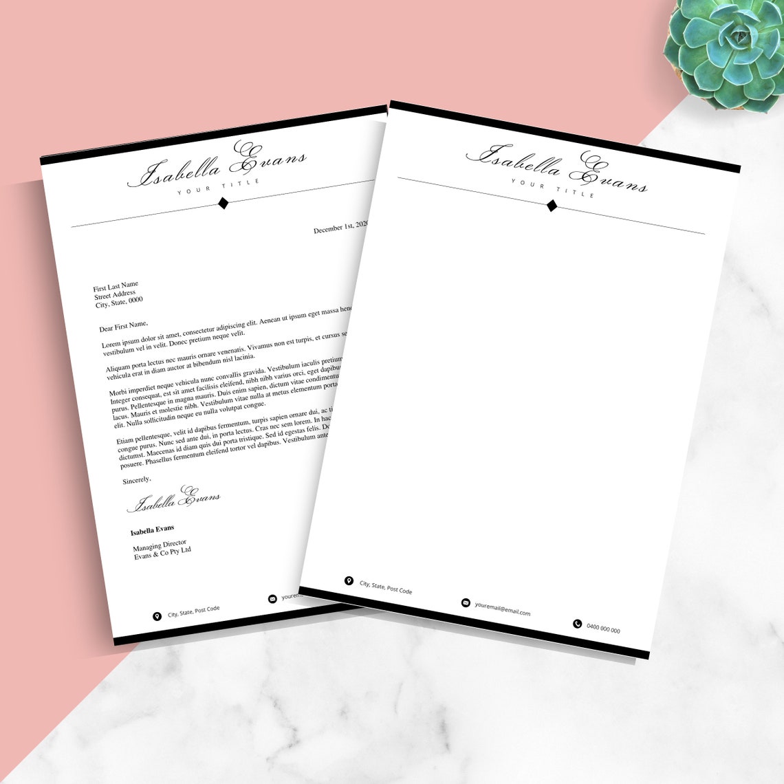 Personal Letterhead Template for Word Business Letterhead - Etsy