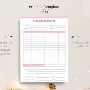 Timesheet Template, Employee Timesheet, Printable Work Schedule ...