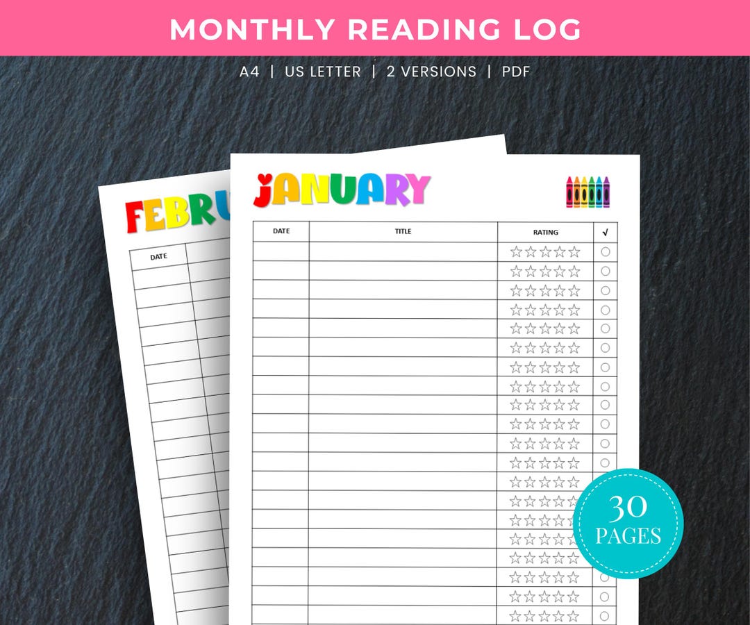 Monthly Reading Challenge, Reading Log Template, Printable Book Reading ...