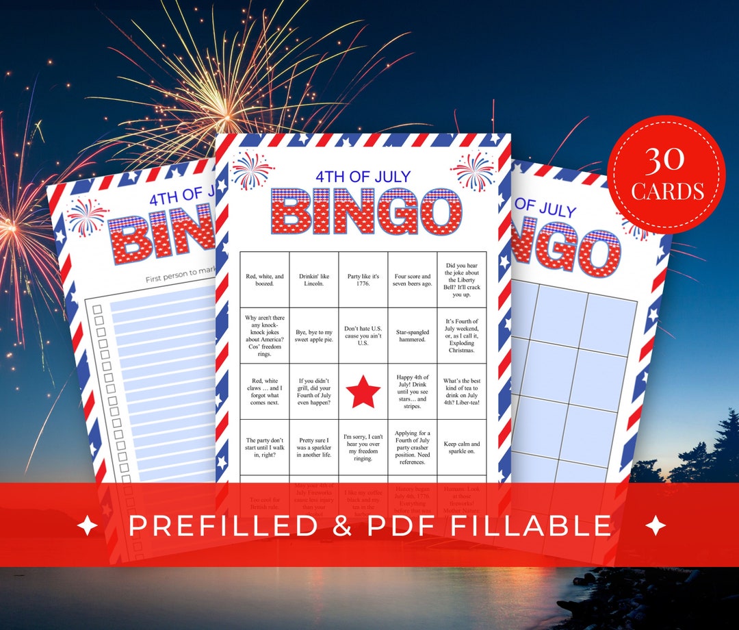 4th of July Bingo, Memorial Day Games, Fourth of July Bingo, Fourth of ...