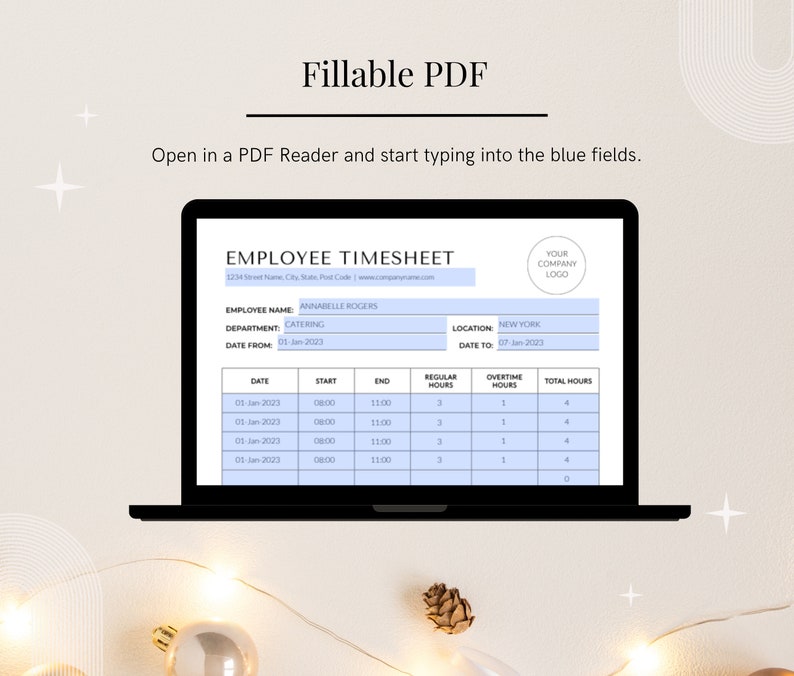 Employee Timesheet, Editable Timesheet, Time Card, Time Tracker ...