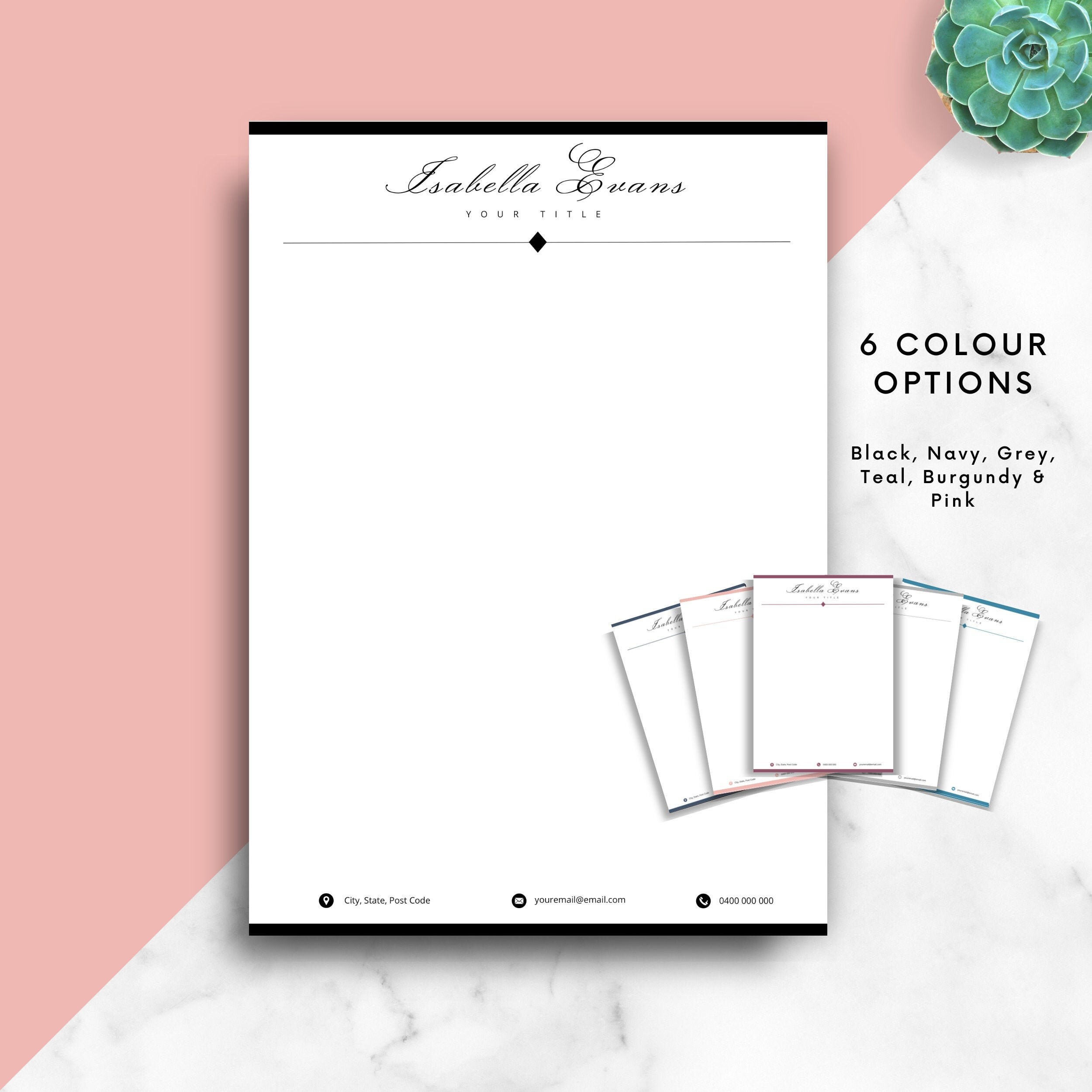 Personal Letterhead Template for Word Business Letterhead - Etsy