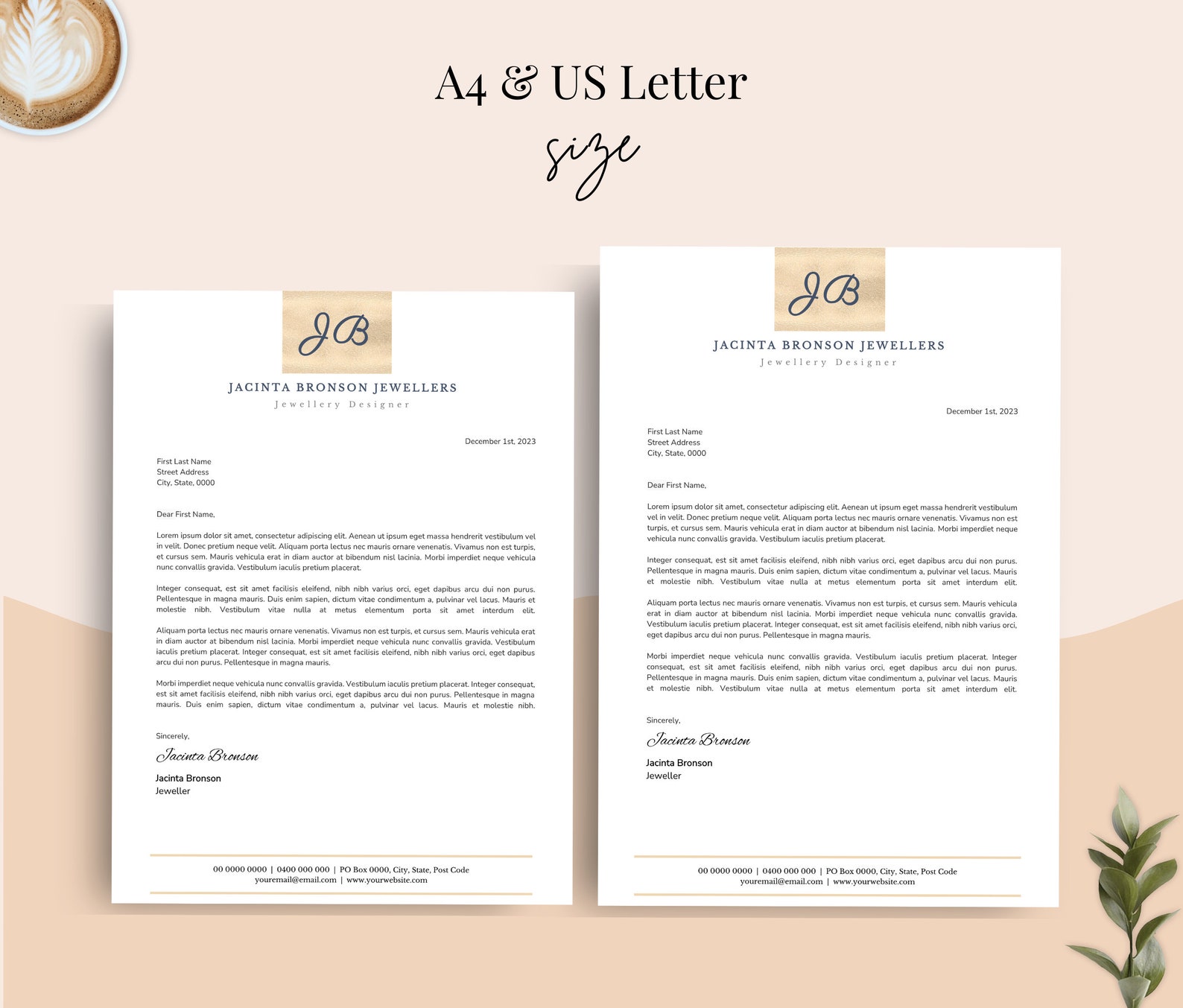 Letterhead Template Word, Business Letterhead, Letterhead Design Gold ...