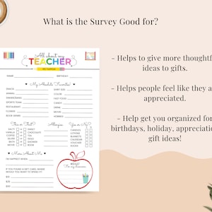 Teacher Favorites Printable, Back to School Teacher Survey, Teacher ...
