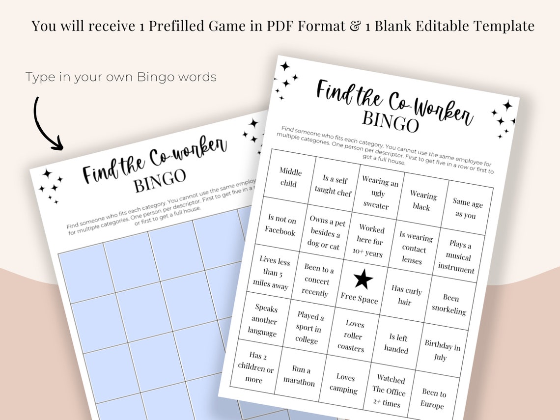 Employee Bingo Find the Co-worker Bingo Editable Bingo Card - Etsy ...