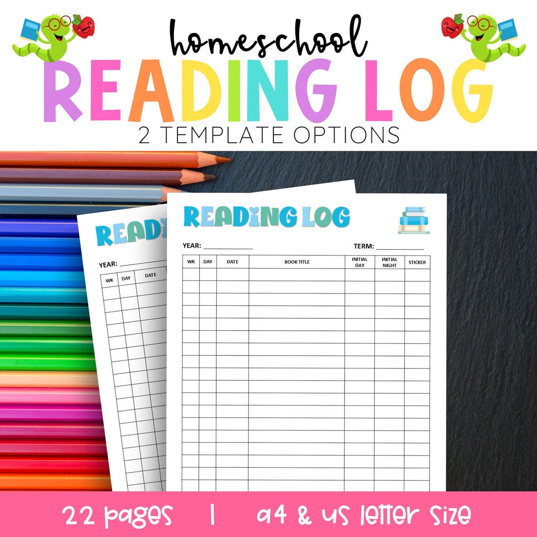 Reading Log for Homeschool, Printable Weekly Reading Log, Reading Log ...
