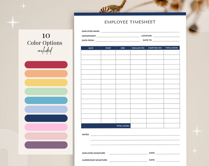 Timesheet Template, Employee Timesheet, Printable Work Schedule ...
