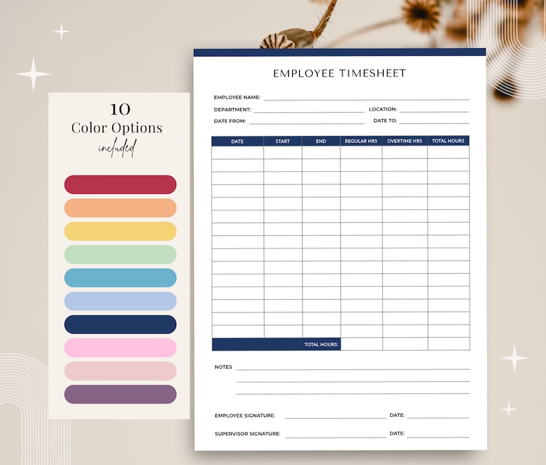 Timesheet Template, Employee Timesheet, Printable Work Schedule ...
