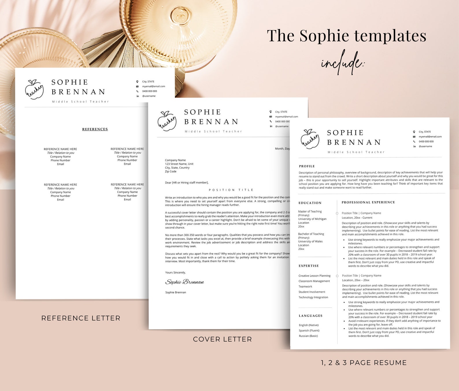 Teacher Resume Template, CV Template Teacher Bundle Resume, Teaching ...