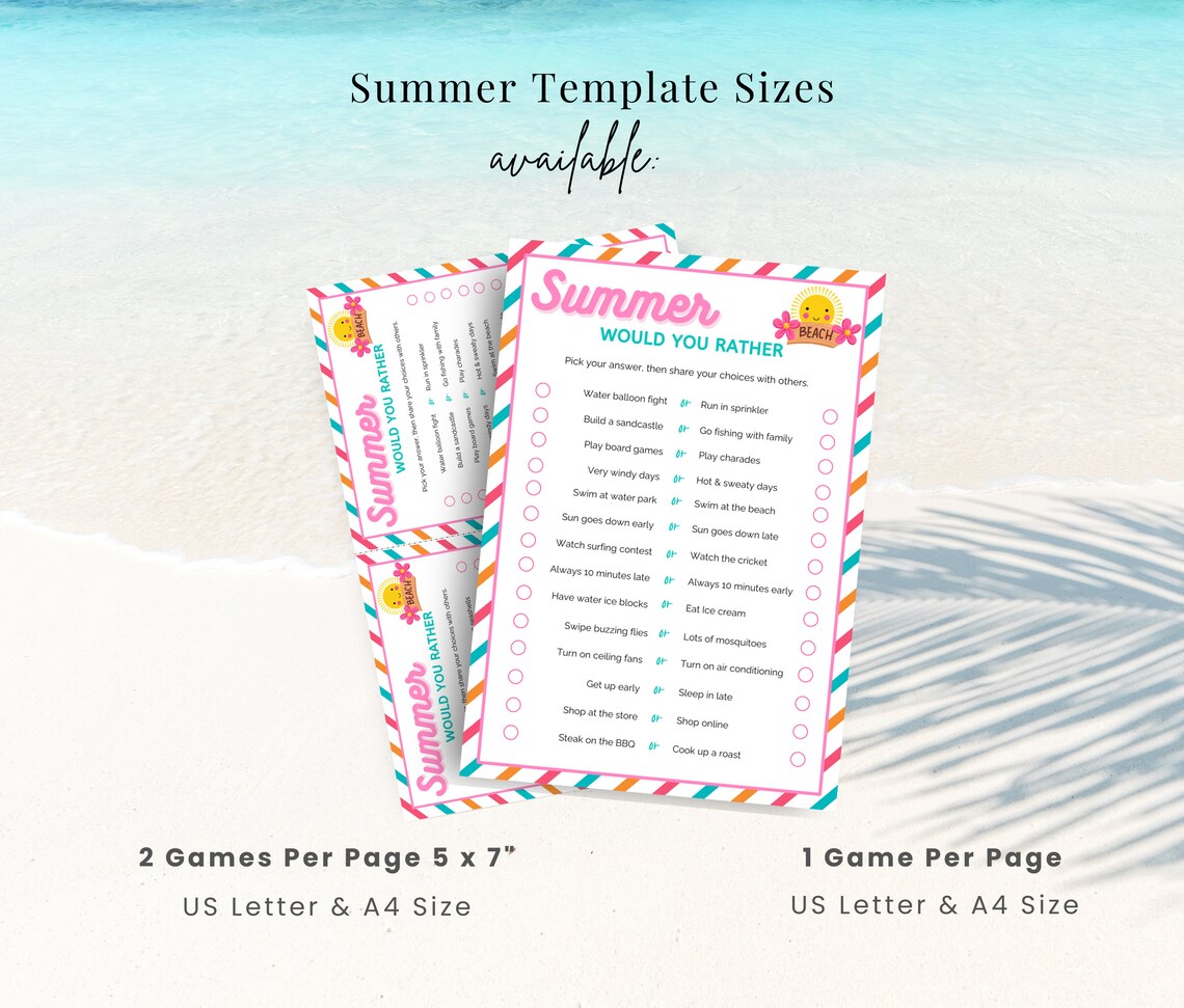 Summer Would You Rather, Summer Activity Printable, Would You Rather ...