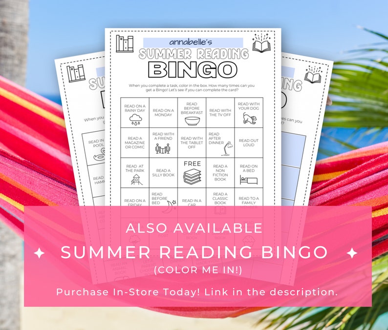 Reading Challenge for the Summer, Kids Reading Bingo, Summer Reading ...