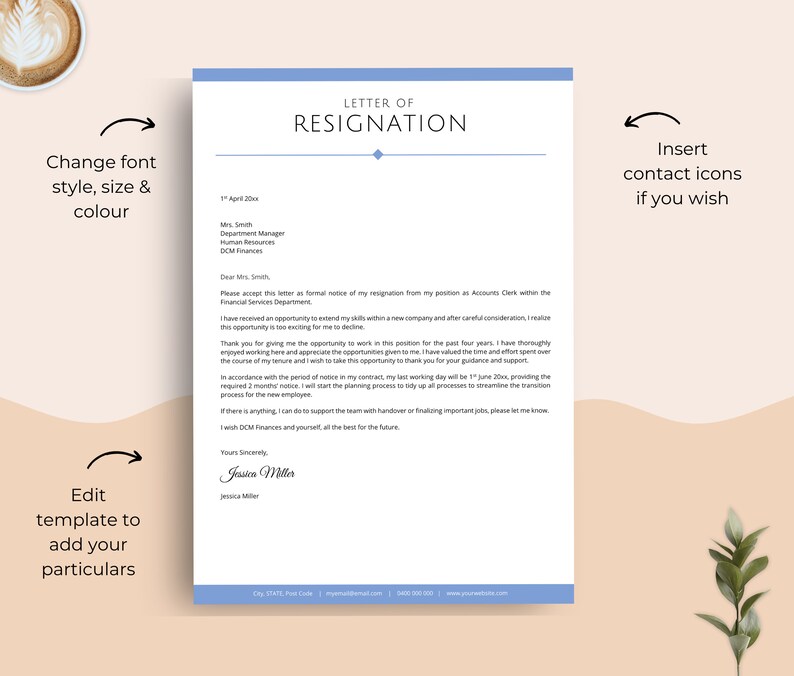 Letter of Resignation Template, Notice Letter, Resign Letter ...
