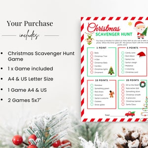 Christmas Scavenger Hunt Printable, Holiday Party Games Christmas Day ...
