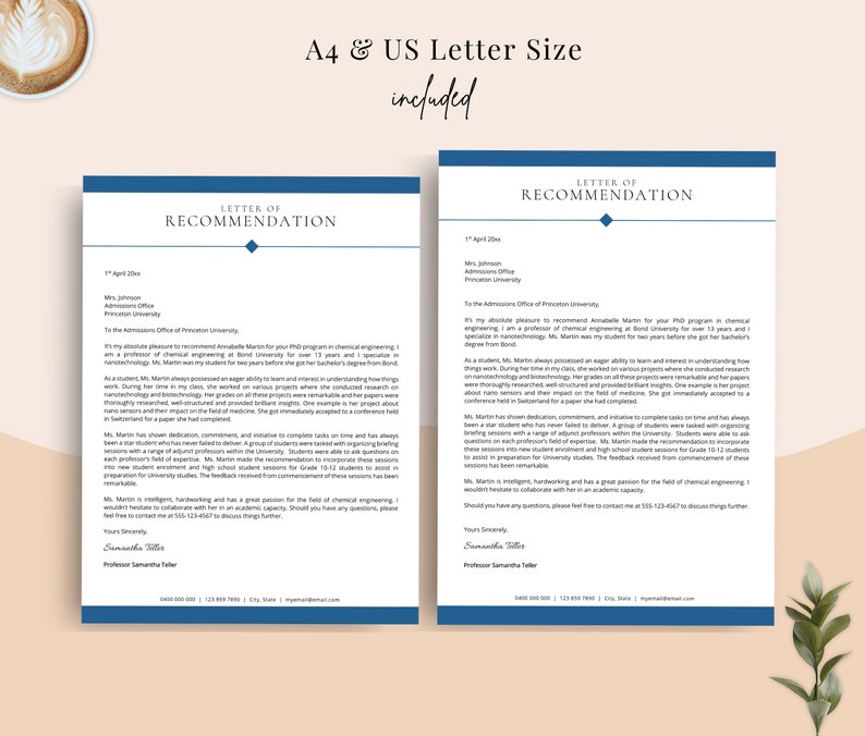 Letter of Recommendation for a High School Student, College Admission ...