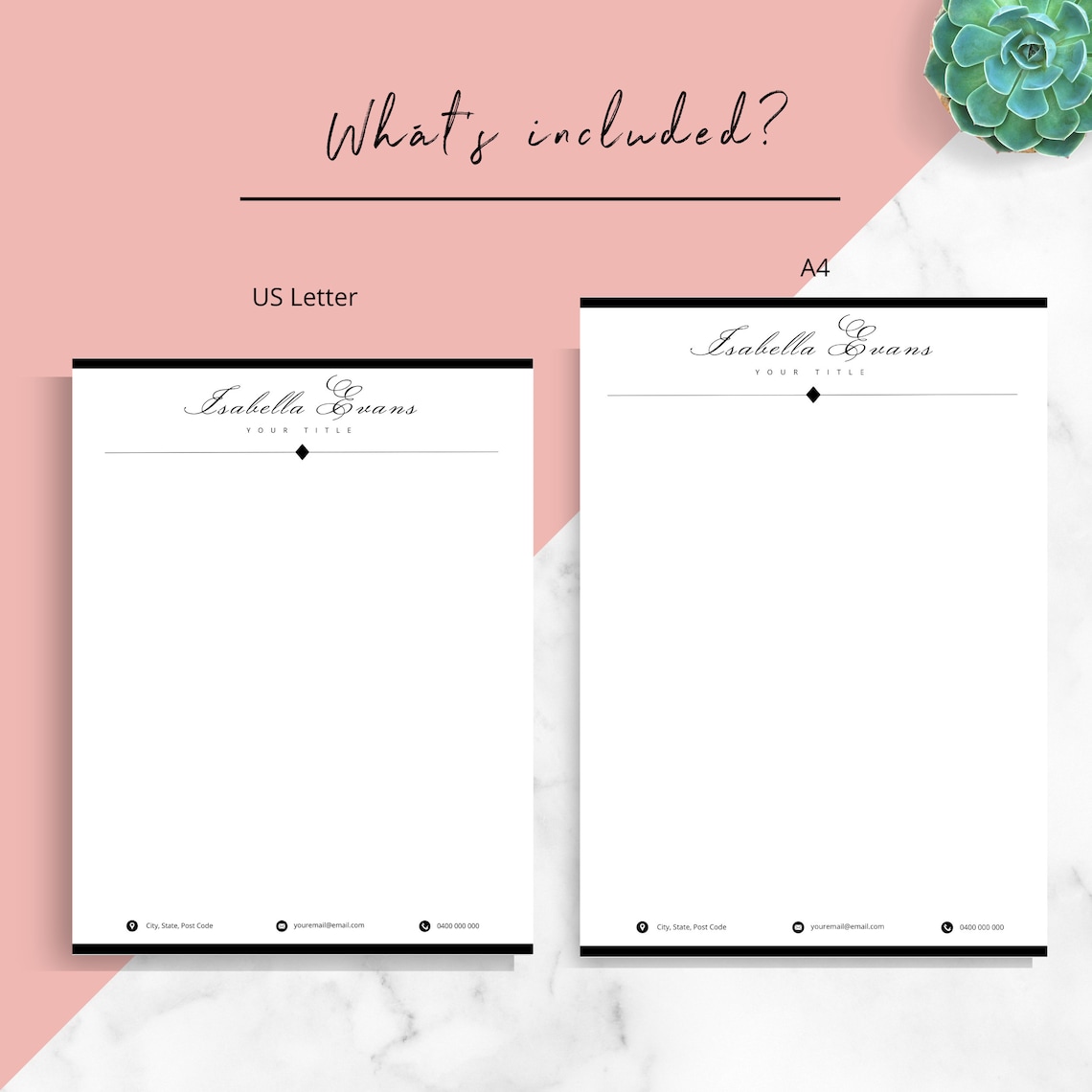 Personal Letterhead Template for Word Business Letterhead - Etsy