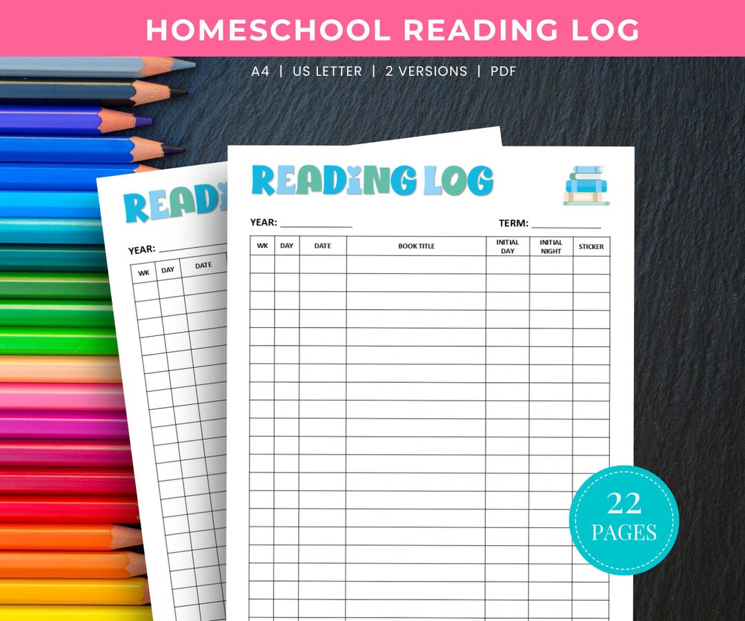 Reading Log for Homeschool, Printable Weekly Reading Log, Reading Log ...