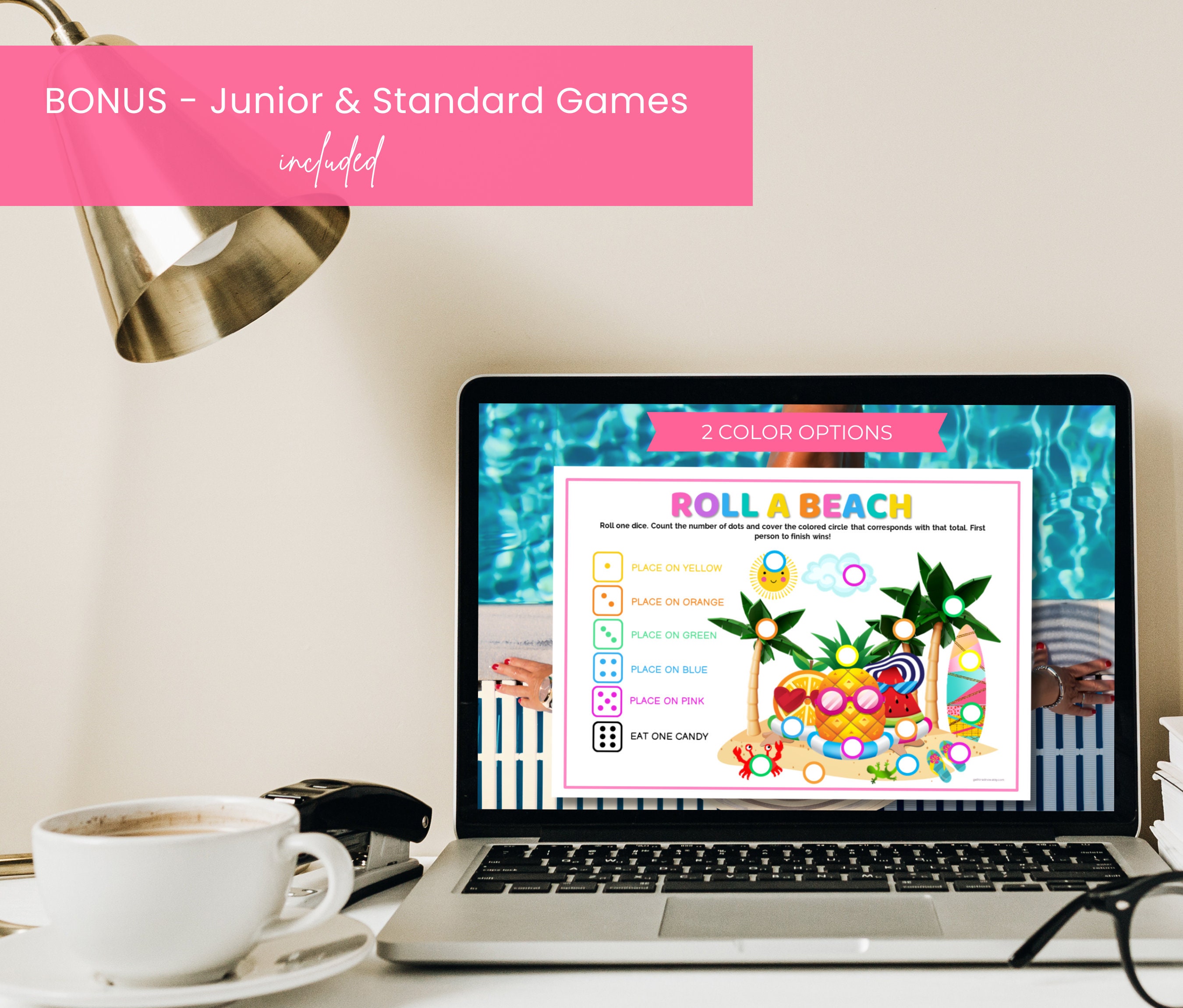 Summer Roll A Beach Game, Printable Roll Dice Game, Dice Game for Kids ...