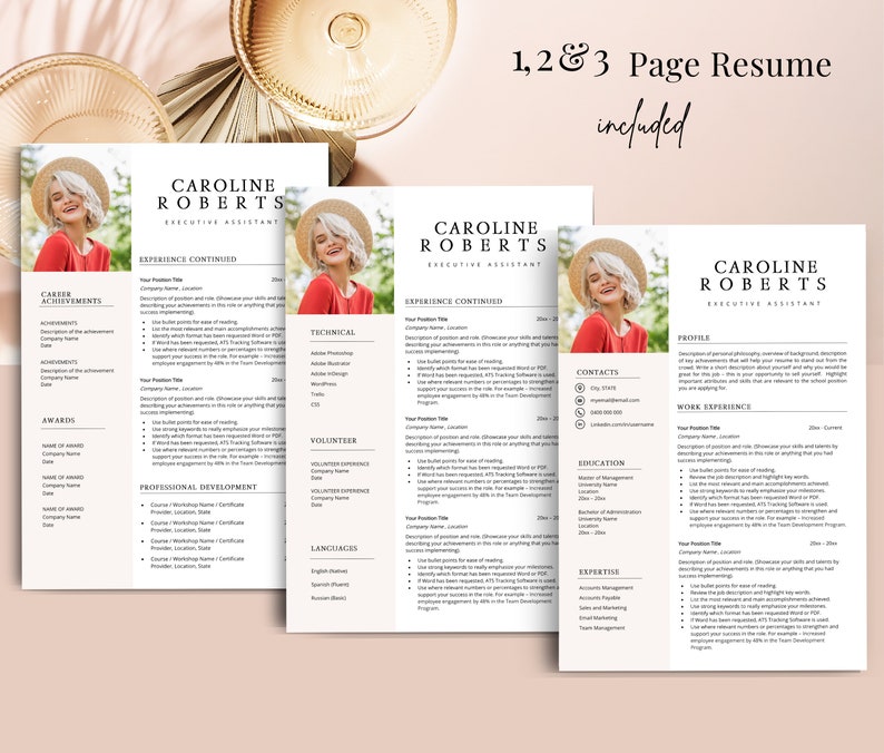 Executive Assistant Resume Template, Professional Resume Template ...