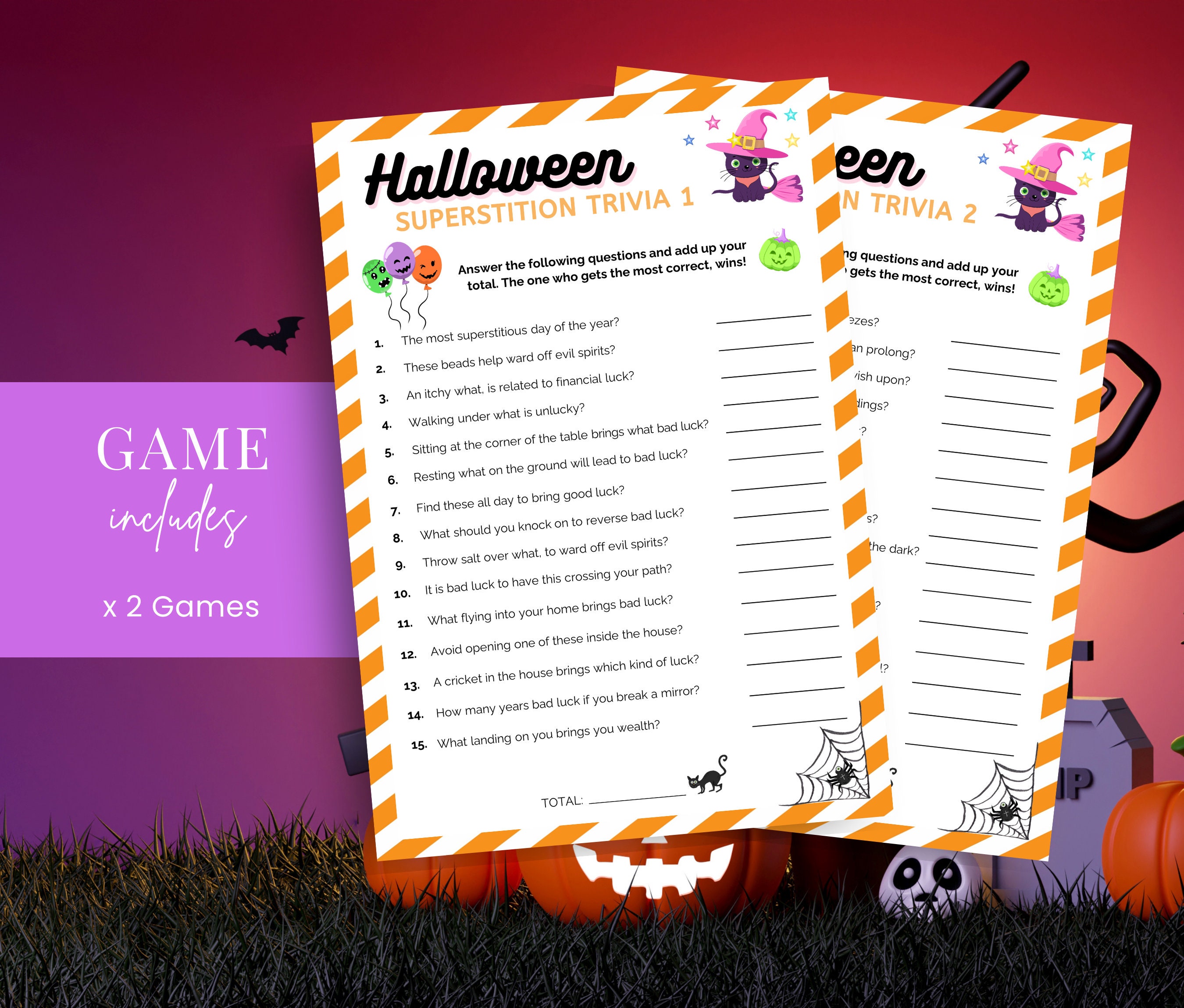 Halloween Superstition Trivia Game, Superstition Games, Halloween Party ...