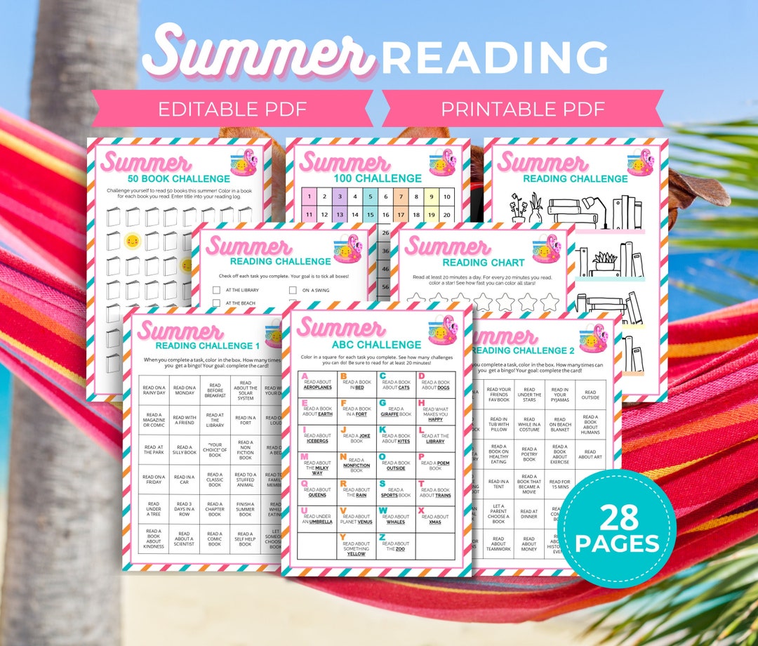 Summer Reading Tracker for Kids, Book Tracker, Summer Reading Challenge ...