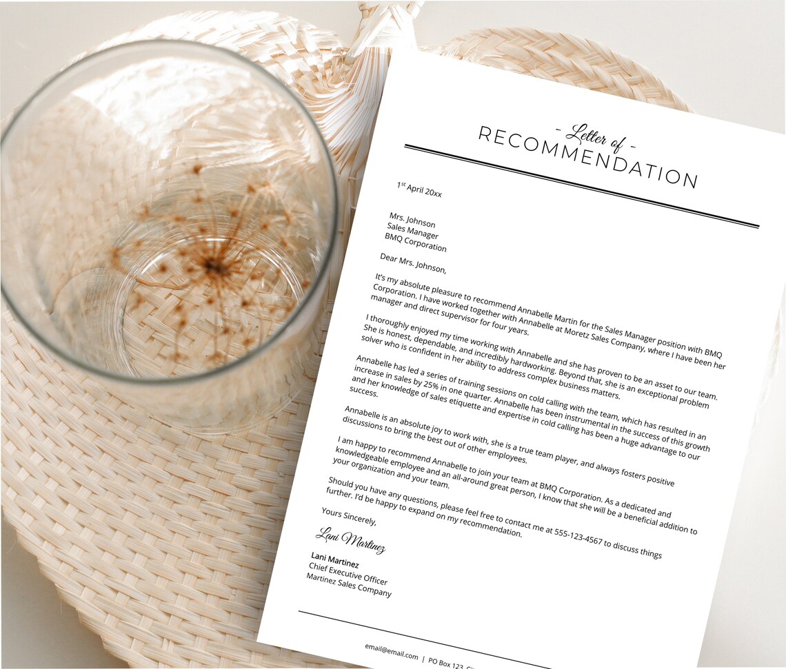 Letter of Recommendation Template, Recommendation Letter MS Word ...
