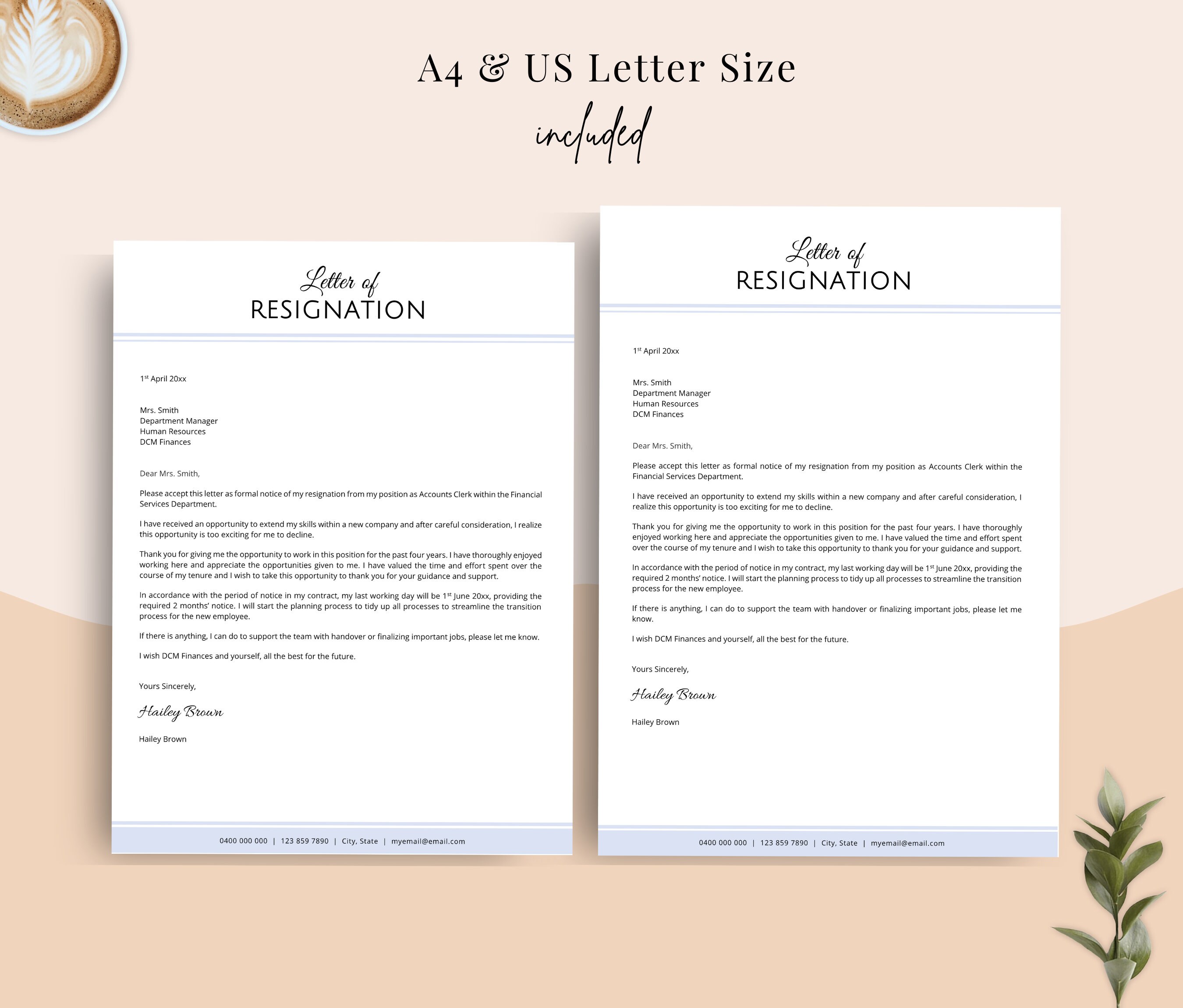 Resignation Letter Template, Resignation Template, Microsoft Word ...