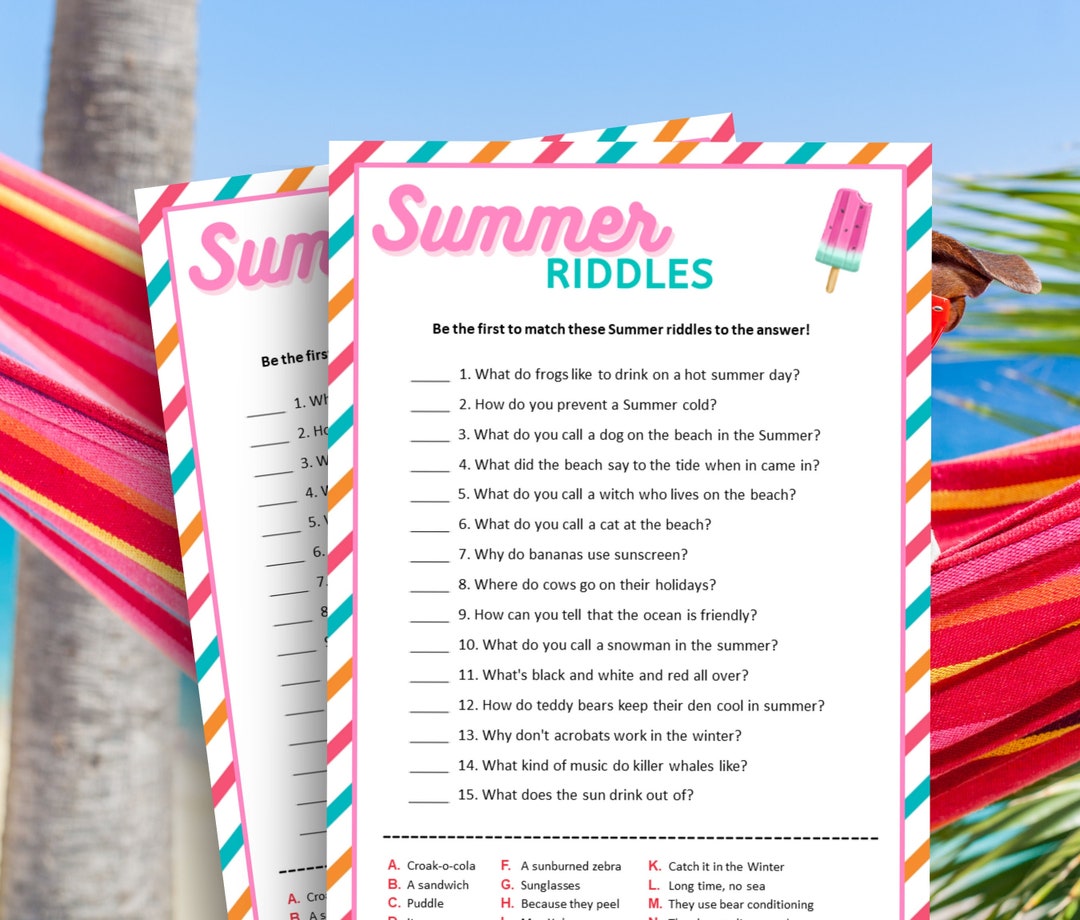 Summertime Games, Summer Riddle Me This Game, Summer Party Games ...