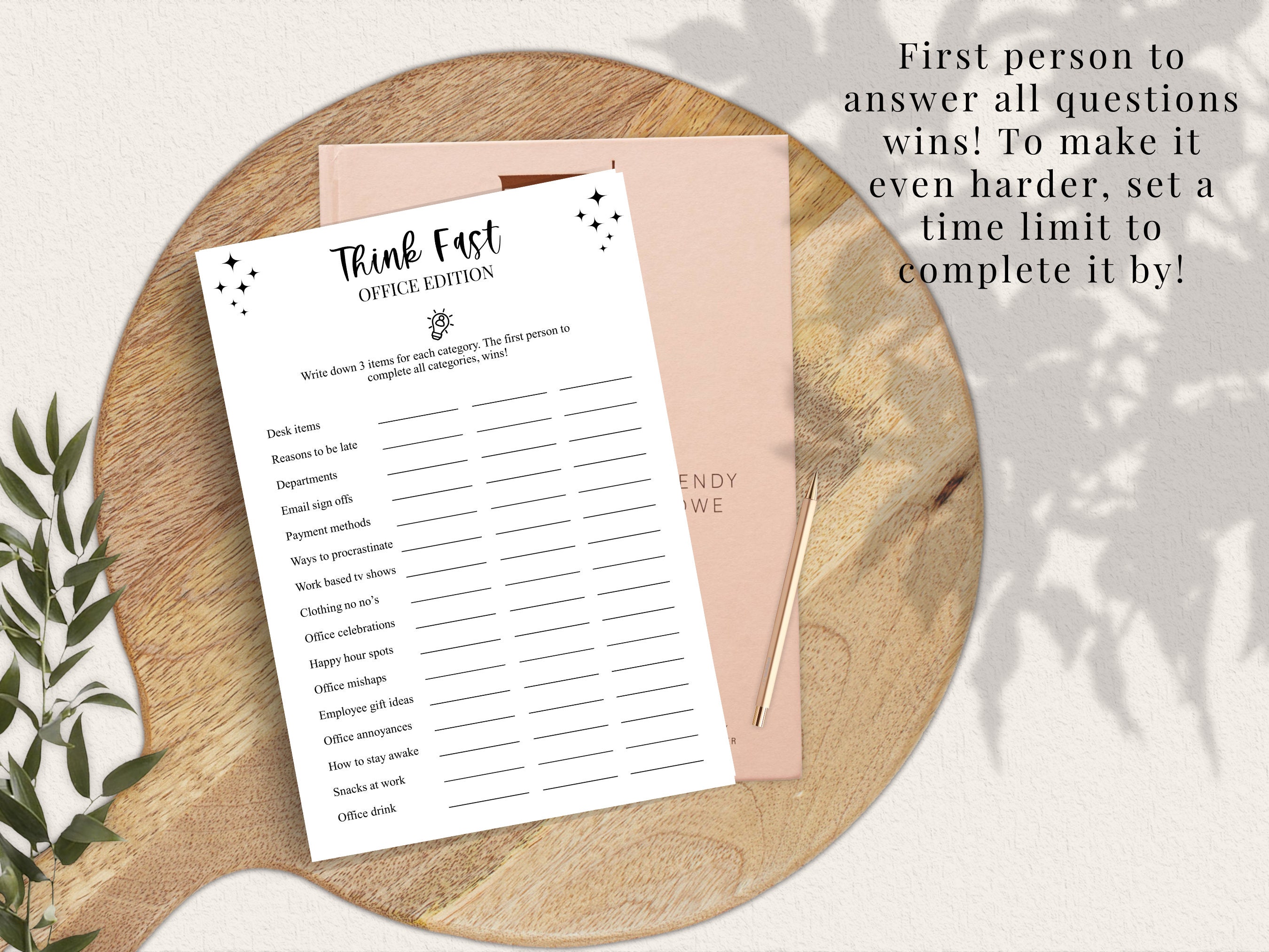 Think Fast Work Game, Office Ice Breaker, Office Party Games, Team ...