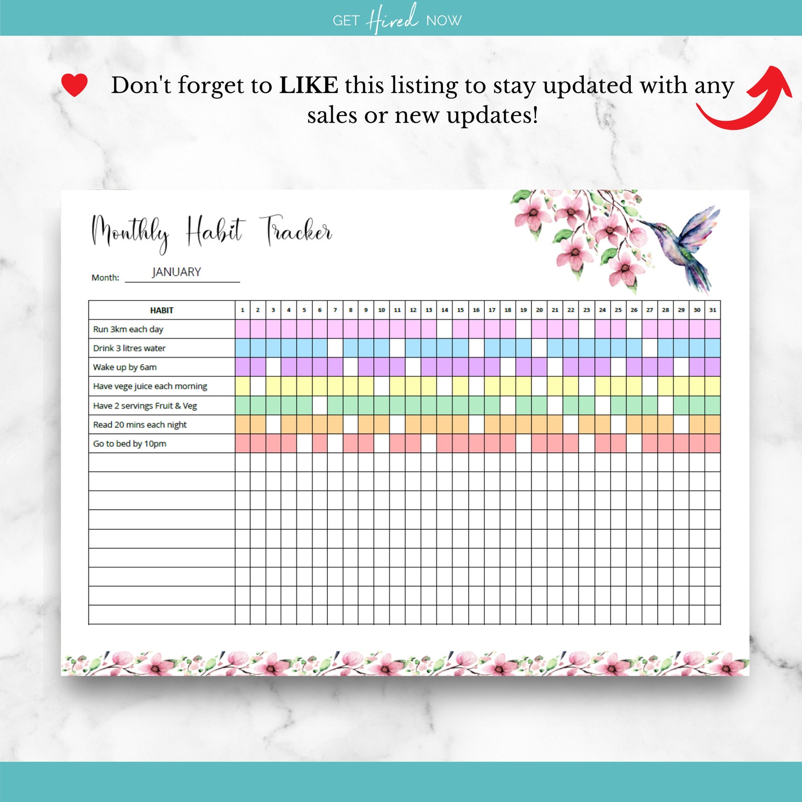 Habit Tracker imprimable, modèle mensuel de suivi des habitudes ...