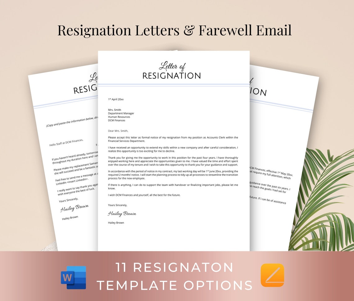 Resignation Letter Template, Resignation Template, Microsoft Word ...