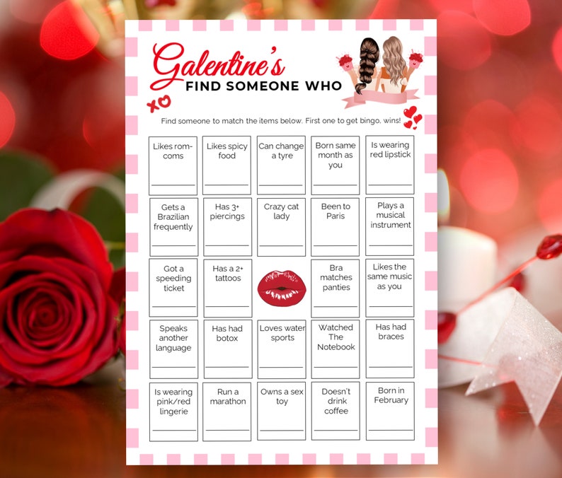 Galentine's Day Find Someone Who Game, Fun Printable Games, Valentine's ...