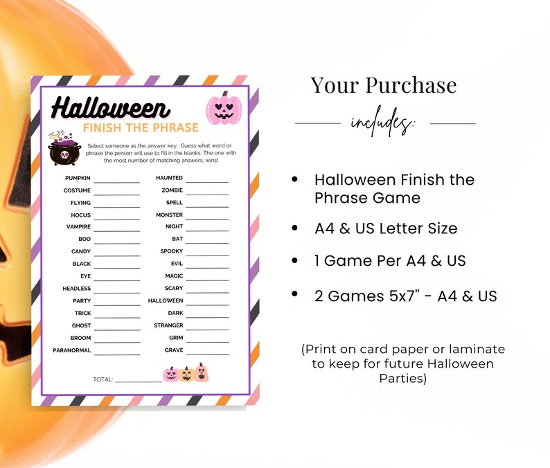 Halloween Finish the Phrase, Printable Halloween Game, Halloween Party ...