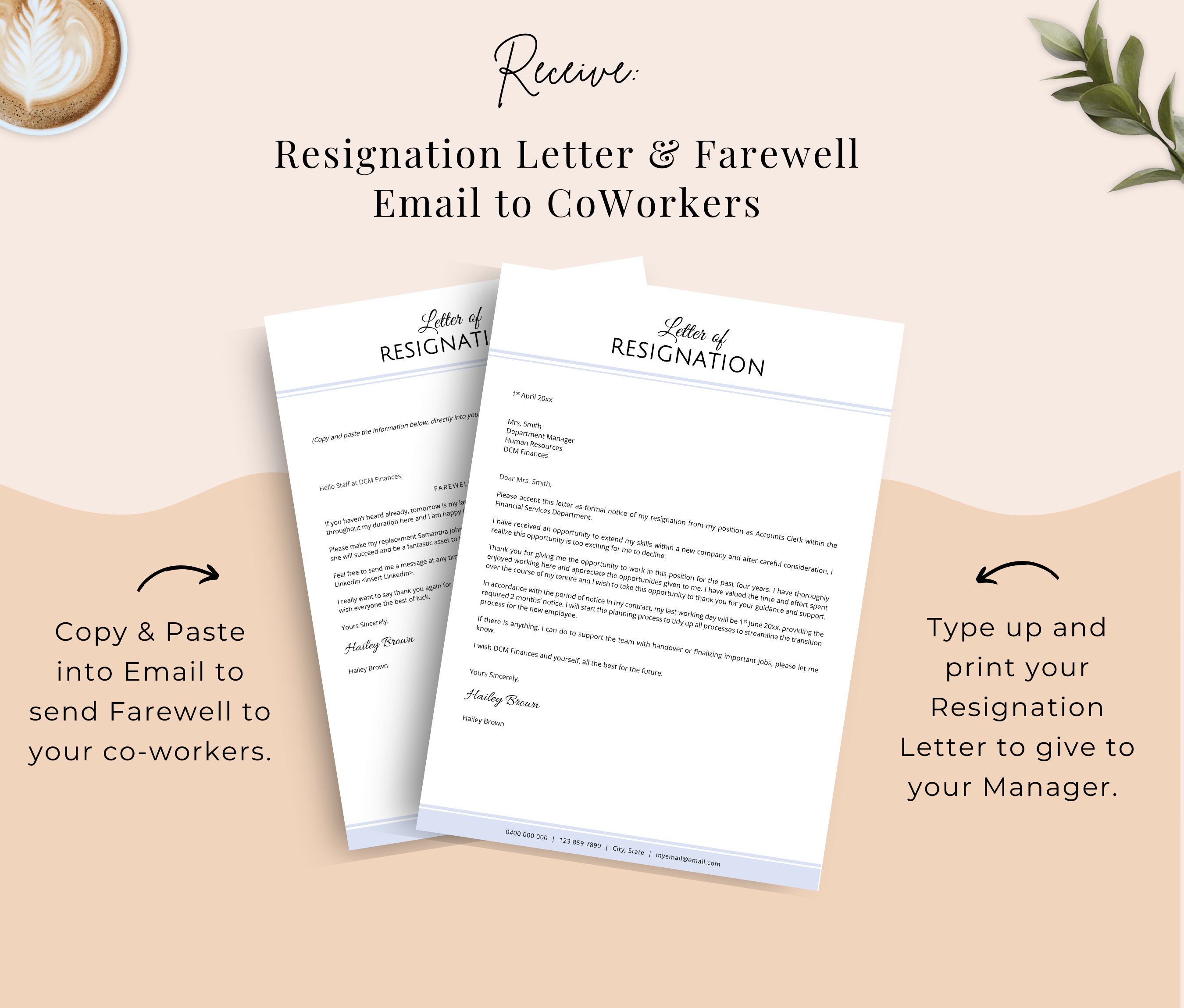 Professional Resignation Letter Template, Notice Letter, Letter of ...