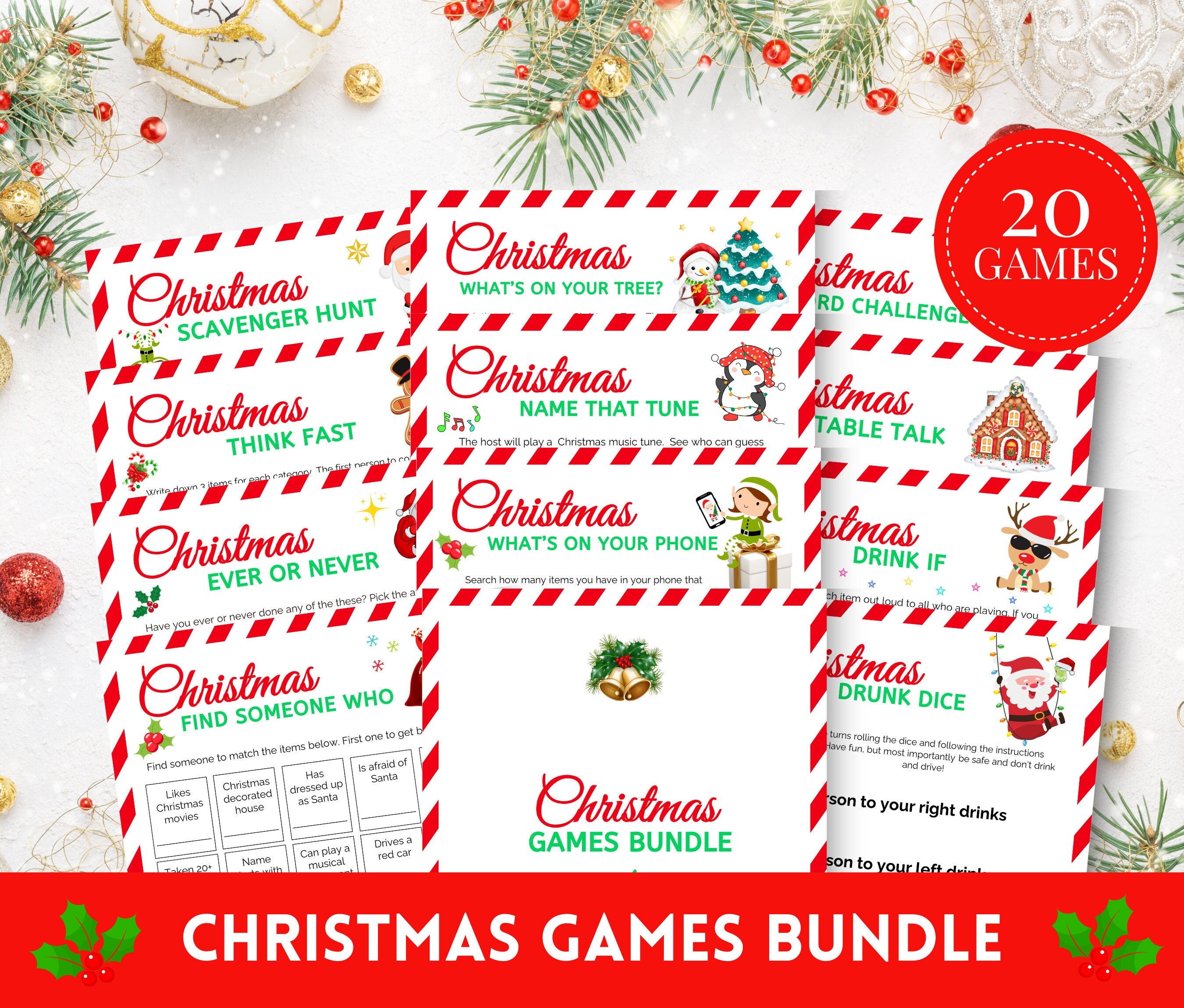 Christmas Games Bundle, Printable Christmas Games for Adults, Christmas ...
