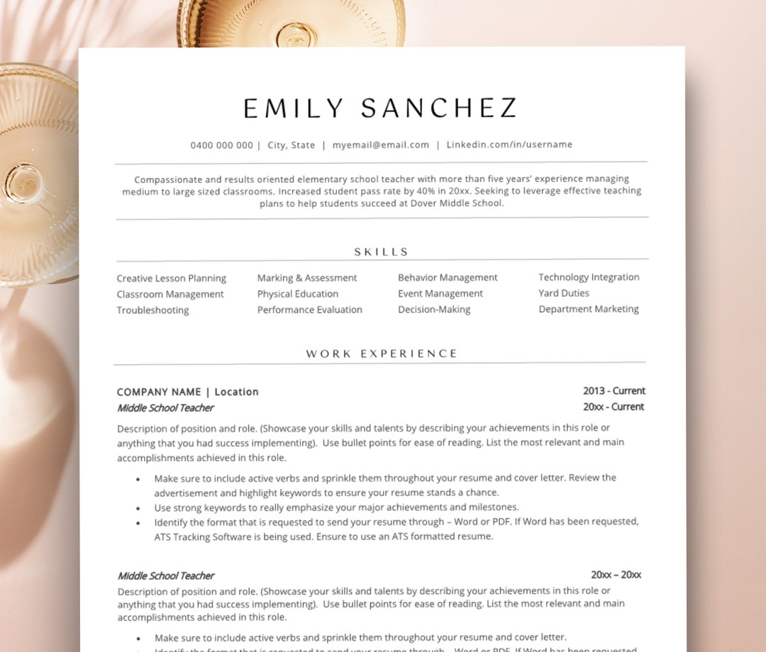 Principal Resume Template for Word & Apple Pages Resume, ATS Compliant ...