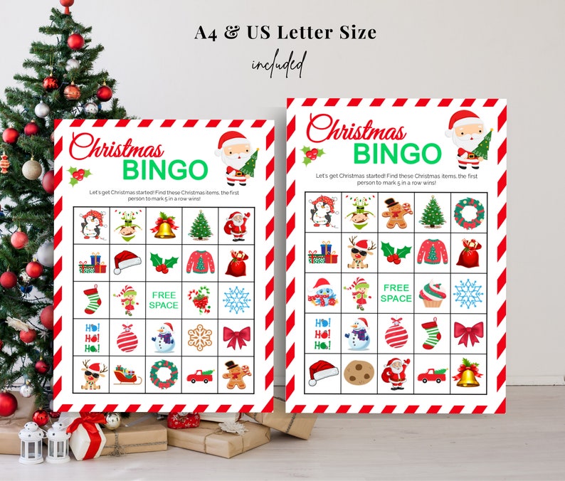 Christmas Bingo Cards, Holiday Bingo Game, Christmas Bingo Game, Winter ...