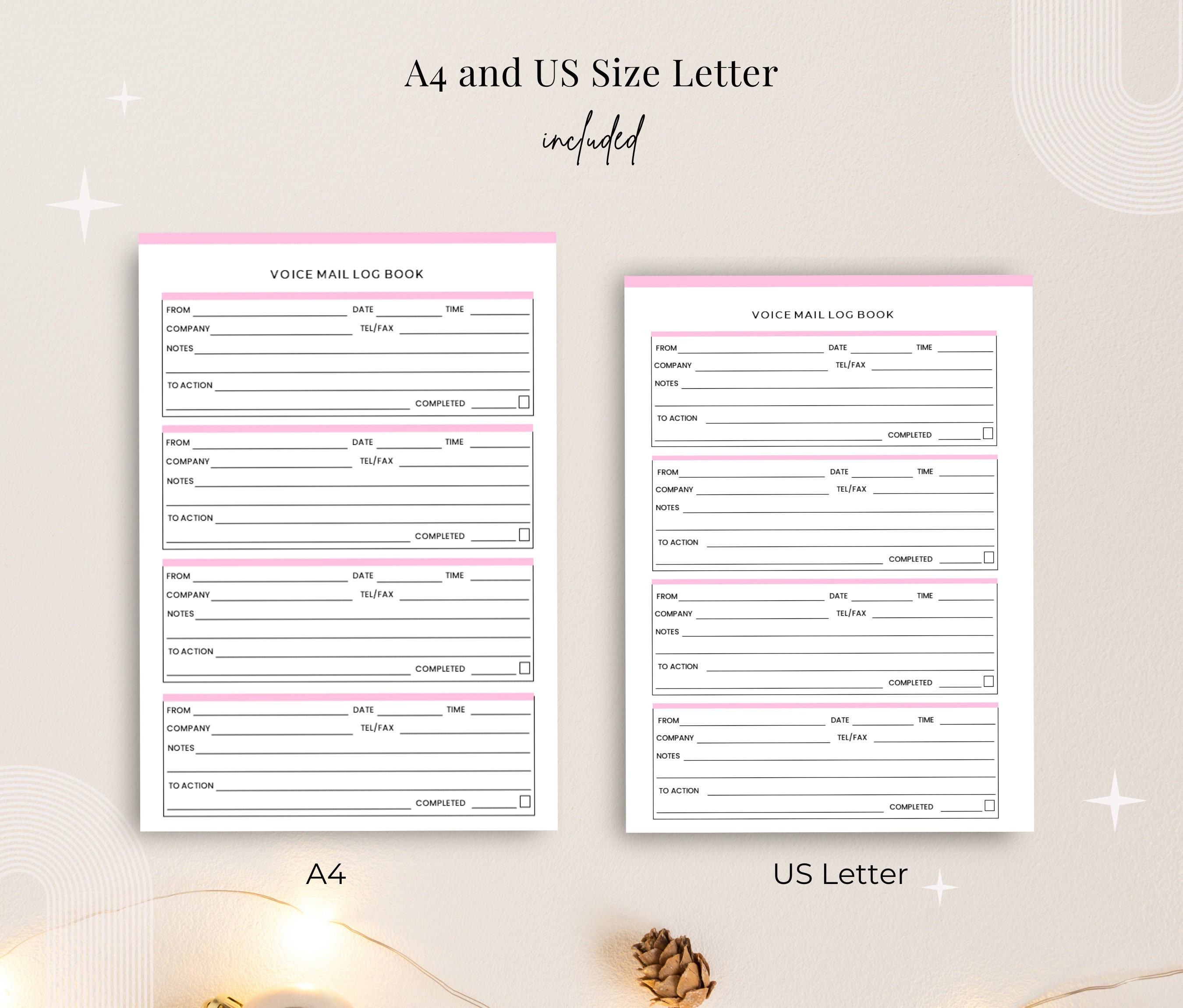 Voicemail Log, Phone Call Message Log, Phone Log, While You Were Out ...