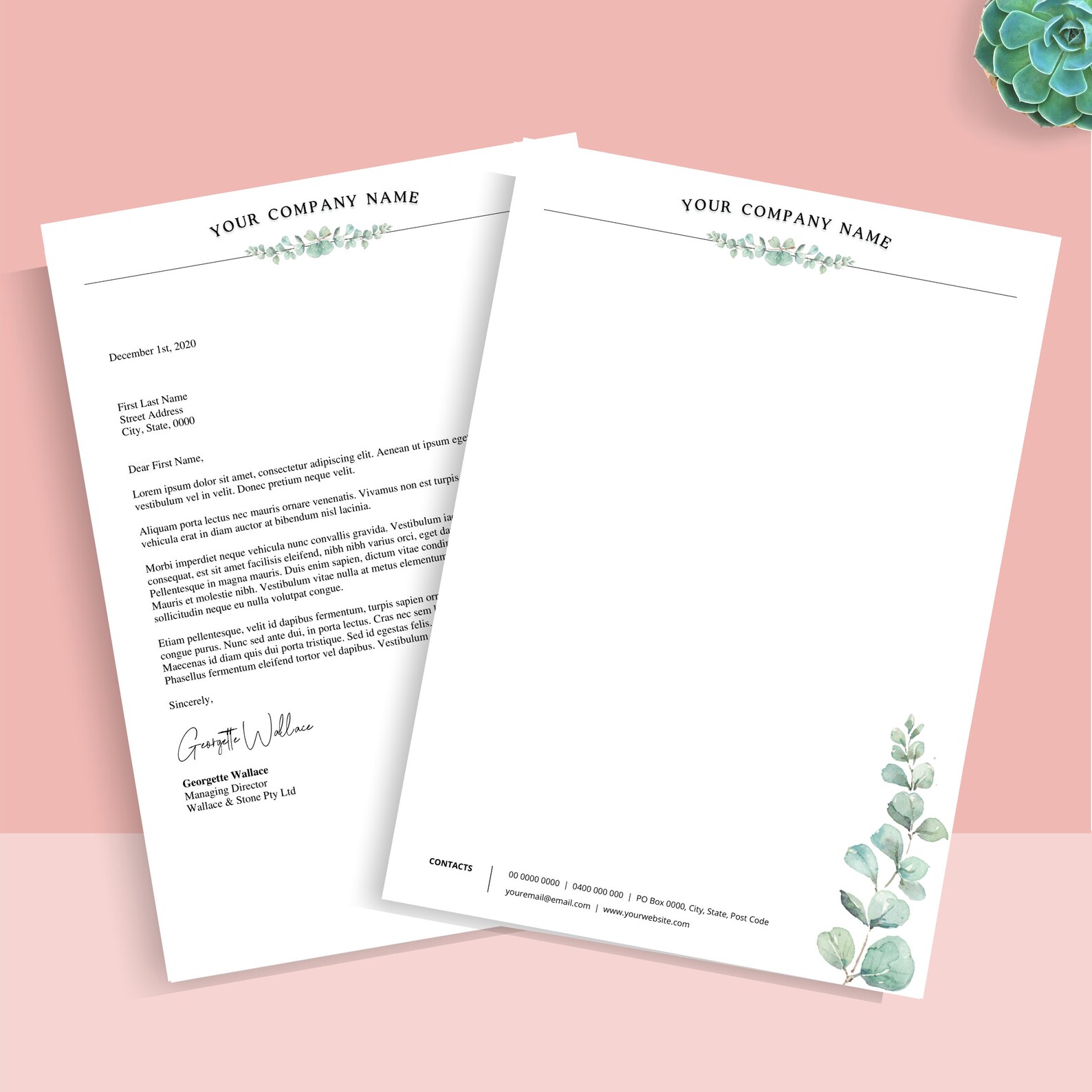 Floral Letterhead Template Word Editable Business Letterhead | Etsy