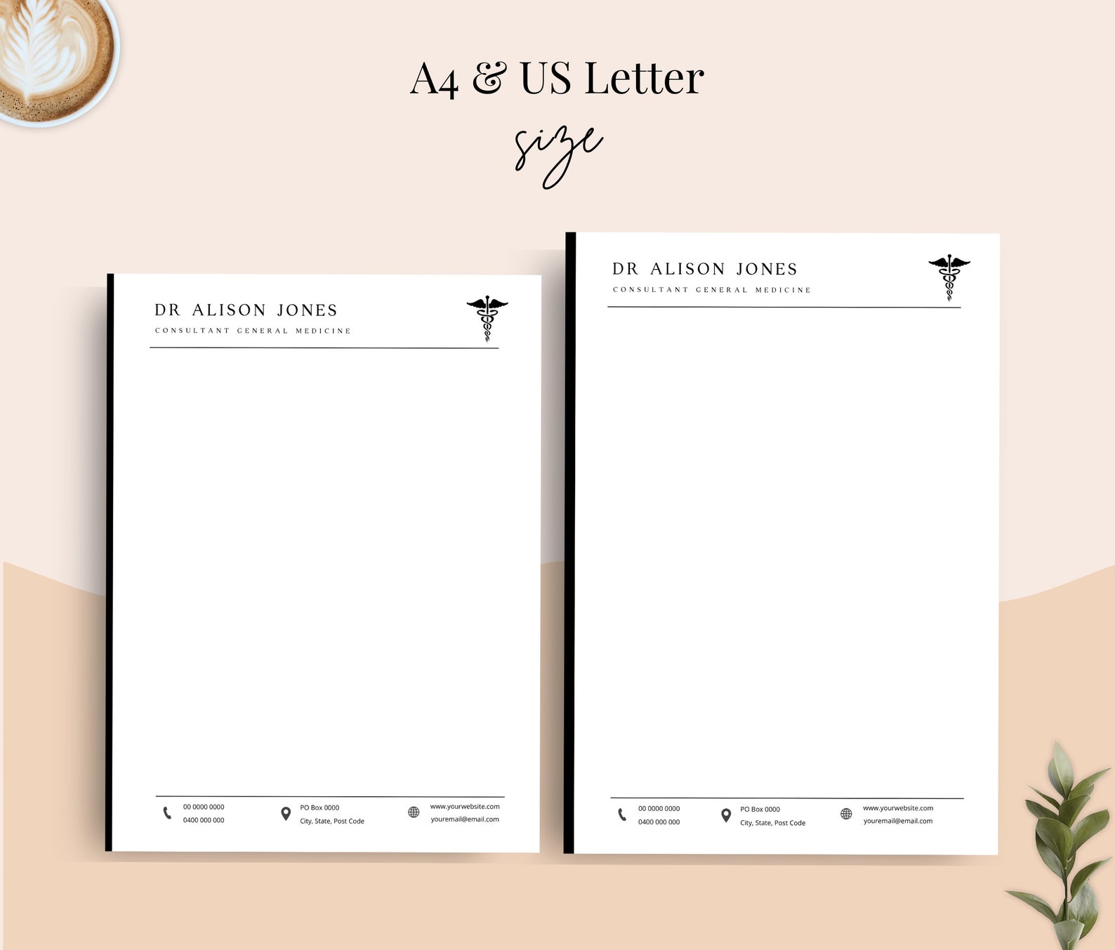 Doctor Letterhead, Nurse Stationery, Letterhead, Template, Editable ...