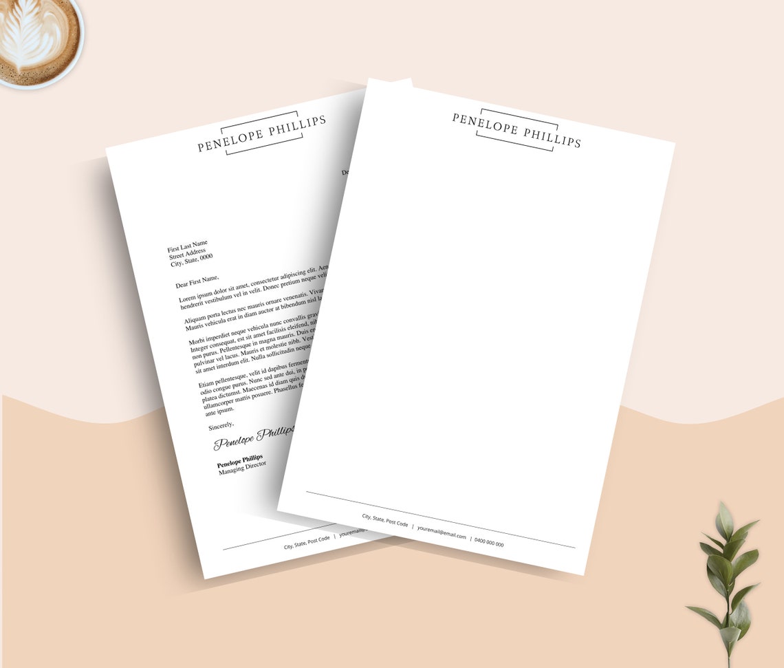 Business Letterhead for MS Word, Letterhead Template Word, Custom ...