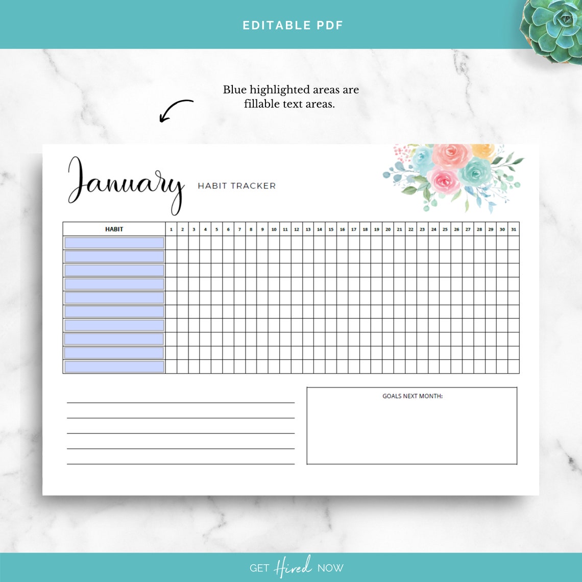 Habit Tracker Template Printable, Daily Habit Tracker Template, Habit ...